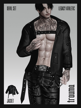 Second Life Marketplace - [TRAUMA] - DEVIL Jacket (Black Leather) [Legacy]